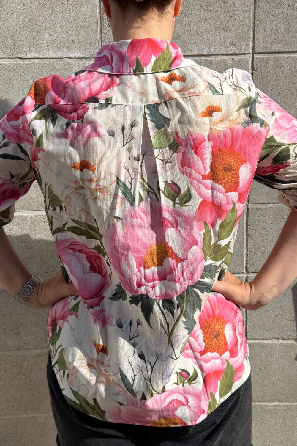 Bubbles Of Joy Blouse - Floral Symphony | Floral 3/4 Sleeve Button Up ...