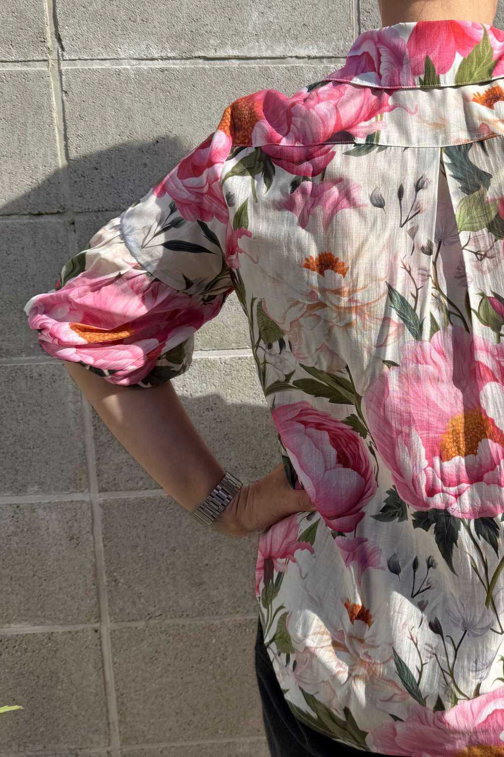 Bubbles Of Joy Blouse - Floral Symphony | Floral 3/4 Sleeve Button Up ...