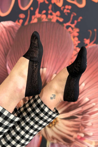 Designer Lace Black Sockettes | Annah Stretton | Socks Online NZ