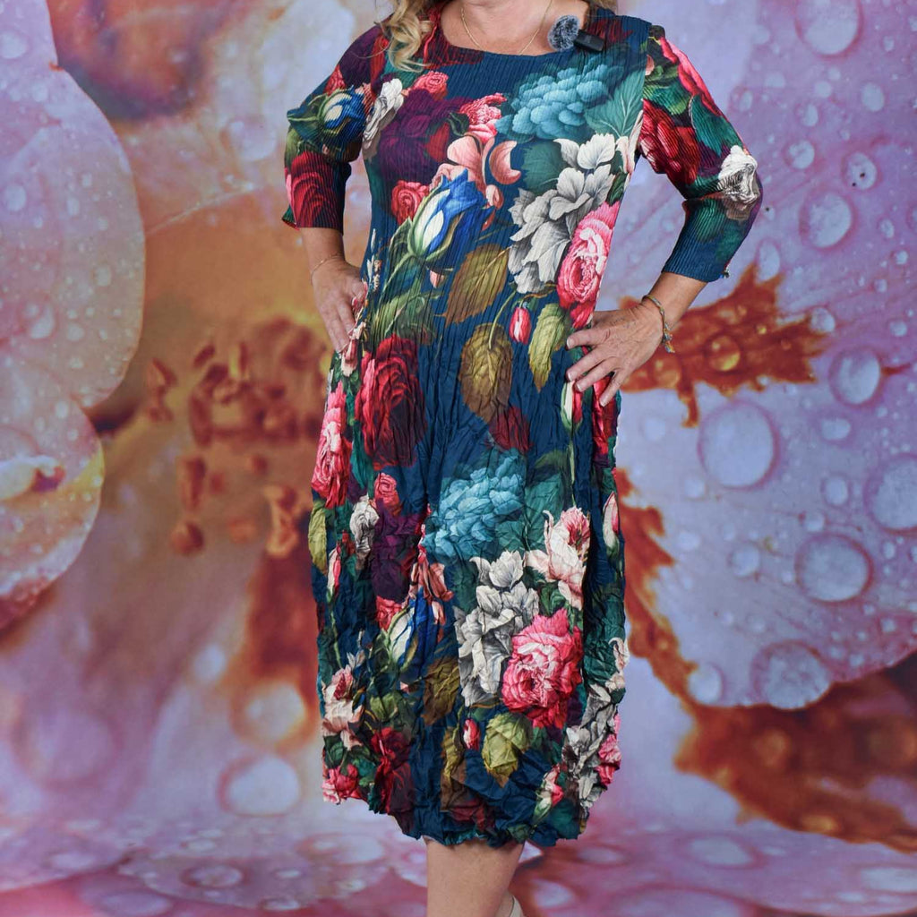 Nancy Pleated Dress – Adoring Tapestry of Roses – Annah Stretton