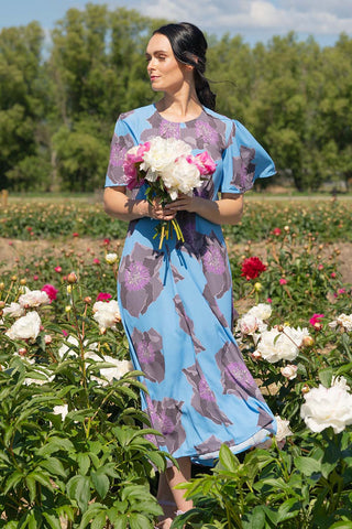 Gina Dress - Sky | Floral Dresses NZ | Annah Stretton